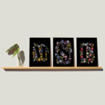 Alphabet letter postcards pressed flowers - Botanopia